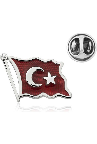 Silver Gümüş Türk Bayrağı Rozet
