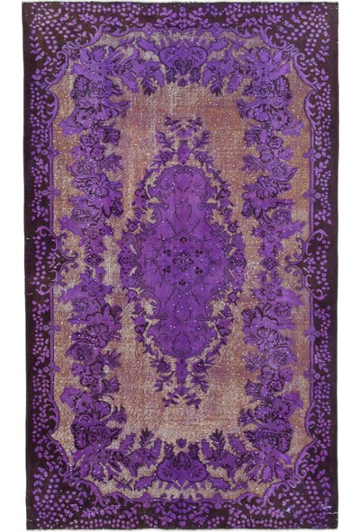 Bespoky Carved Mor 174x294 Cm Geleneksel Oryantal Yün-Pamuk El Dokuma Alan Halısı