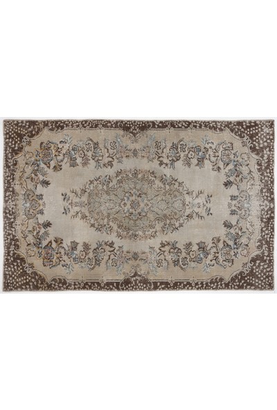 Bespoky Vintage Bej 180x287 Cm Geleneksel Oryantal Yün Pamuk El Dokuma Alan Halısı