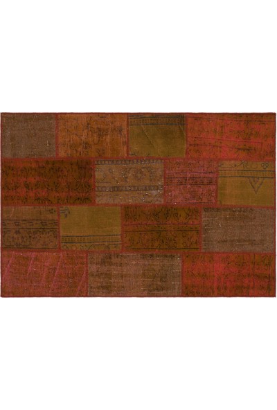 Bespoky Fourtypatch Turuncu 120x178 Cm Patchwork Yün Pamuk El Dokuma Alan Halısı