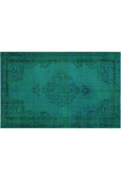 Bespoky Vintage Turkuaz 168x270 Cm Geleneksel Oryantal Yün Pamuk El Dokuma Alan Halısı