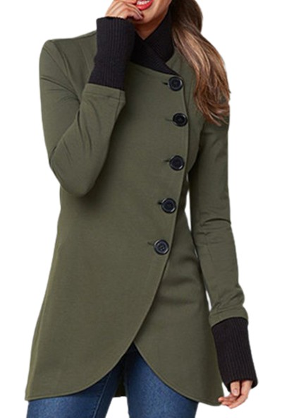 Farfi Kadınlar Için Uzun Kollu Çapraz Düğmeli Gri Renk Ceket (Yurtdışından) (Yurt Dışından)