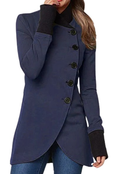 Farfi Kadınlar Için Uzun Kollu Çapraz Düğmeli Gri Renk Ceket (Yurtdışından) (Yurt Dışından)