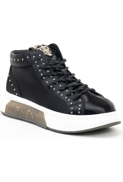 Guja 20K329-1 Siyah Kadın Yüksek Konçlu Troplu Spor Bot