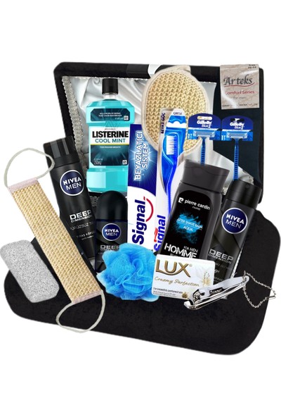 Güzellik Paketim Erkek Bakım Seti + 4’lü Lif Seti - Damat Çeyiz Sandık Bohça Seti