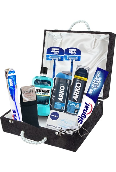 Güzellik Paketim Erkek Bakım Seti - Damat Çeyiz Incli Sandık Bohça Seti