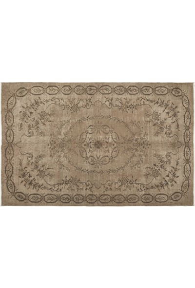 Bespoky Vintage Kahve 195x305 Cm Göbekli Yün Pamuk El Dokuma Alan Halısı