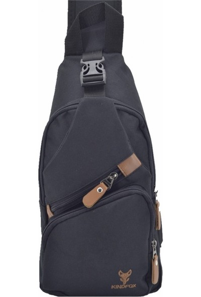 Newish Polo Tokalı USB Çıkışlı Kumaş Sırt ve Göğüs Çantası Siyah