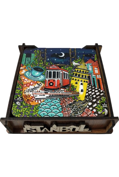 Çerçi Dede Istanbul Temalı Kutulu Bardak Altlığı 6 Adet