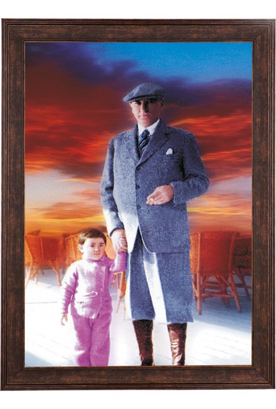 Tekin Özalit Bronz Çerçeveli Atatürk ve Manevi Kızı Portresi Tekin Özalit Bronz Çerçeveli Atatürk ve Manevi Kızı Portresi