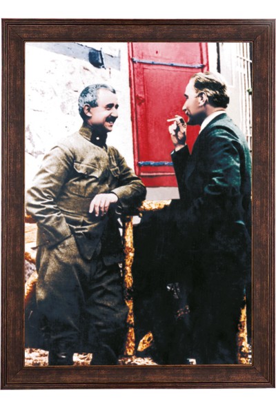 Tekin Özalit Bronz Çerçeveli Atatürk ve Ismet Inönü Portresi