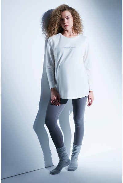 Penti Ekru Penti Mama Hamile Family Tişört