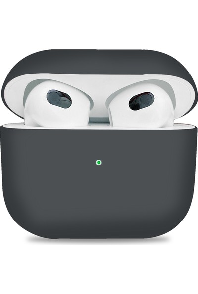 Bilişim Akademi Airpods 3 2021( Airpods 3. Nesil) Kılıf Silikon Kılıf Slim Zar - Koyu Gri