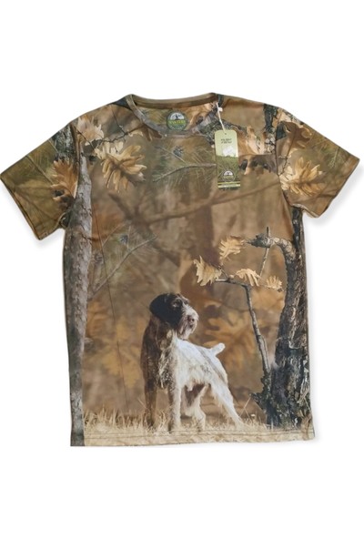 Mastery Drahthaar Baskılı Orman Desenli Kısa Kollu T-Shirt - L
