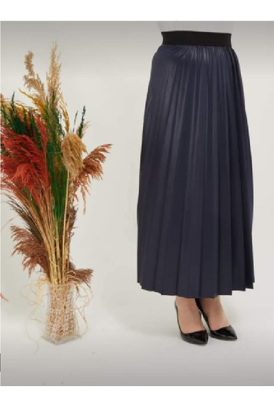 DHN Deri Görünümlü Piliseli Etek