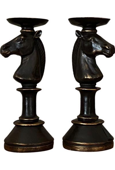 Tasarloxi Polyester Kahverengi Ikili At Başlı Şamdan