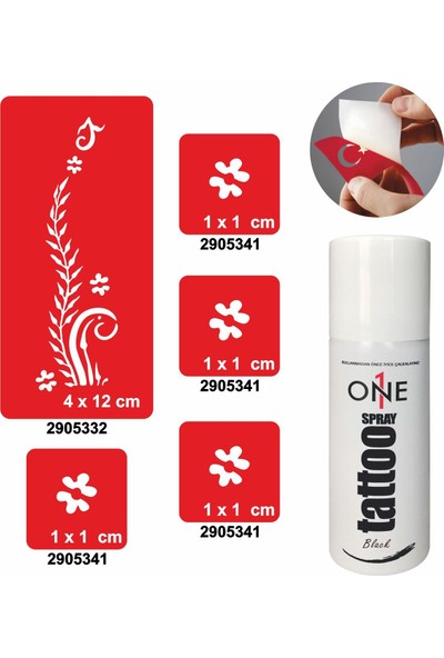 Alsepeteavm Yonca Figürlü Geçici Dövme Seti Siyah Dövme Boyası