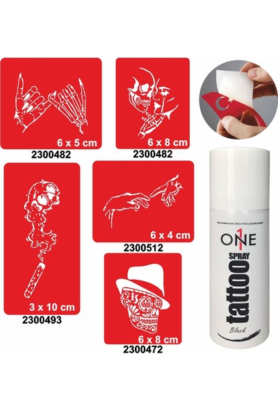 Alsepeteavm Dumanlı Kurukafa Hint Kınası ile Geçici Dövme Yapma Seti