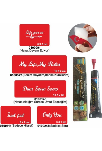 Alsepeteavm Yabancı Sloganlar Desenleri Kına ile Geçici Dövme