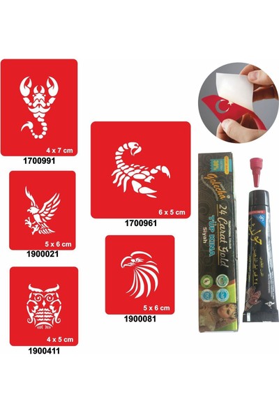 Alsepeteavm Akrep ve Kartal Desenleri Hint Kınası ile Geçici Dövme