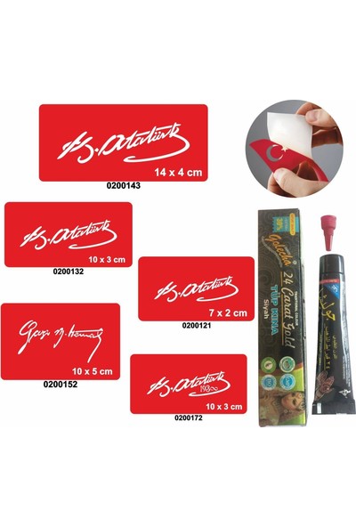 Alsepeteavm Kemal Atatürk Imzası Hint Kınası ile Geçici Dövme Yapma Seti