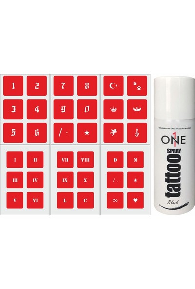 Alsepeteavm Roma ve Latin Harfleri Geçici Dövme Seti Siyah Sprey ve Desen Alsepeteavm Roma ve Latin Harfleri Geçici Dövme Seti Siyah Sprey ve Desen
