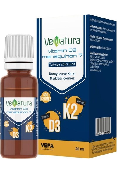 Venatura Venatura Vitamin D3 ve Menaquinon 7 Takviye Edici Gıda