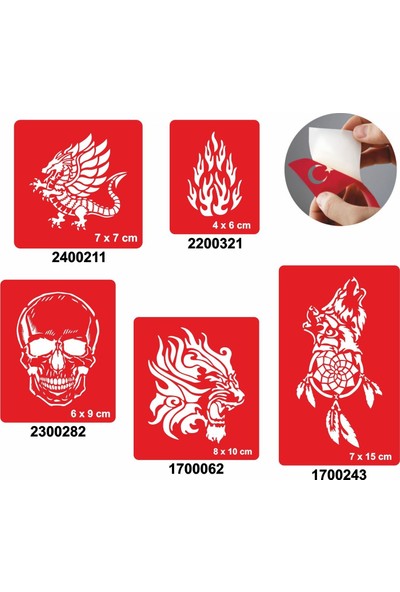 Alsepeteavm Alev Kurt Tattoo Dövme Şablonu ve Kına Desenleri 5 Adet
