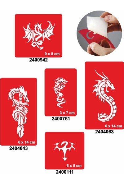 Alsepeteavm Dragon 5 Adet Kına Dövme Şablonu Alsepeteavm Dragon 5 Adet Kına Dövme Şablonu