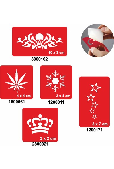 Alsepeteavm Kurukafa Taç Tattoo Dövme Şablonu ve Kına Desenleri 5 Adet