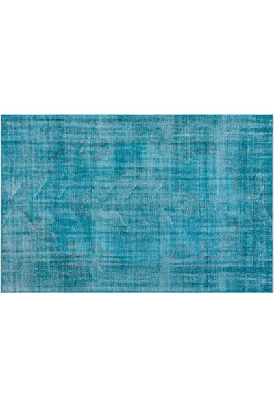 Bespoky Vintage Turkuaz 185x277 Cm Geleneksel Oryantal Yün Pamuk El Dokuma Alan Halısı