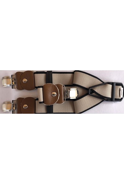 Kemer Sepeti Bej Kenarları Siyah Çizgili Pantolon Askısı