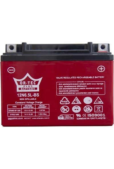 Or-Tec 12V 6.5Ah / 12N6.5L-Bs Motosiklet Aküsü