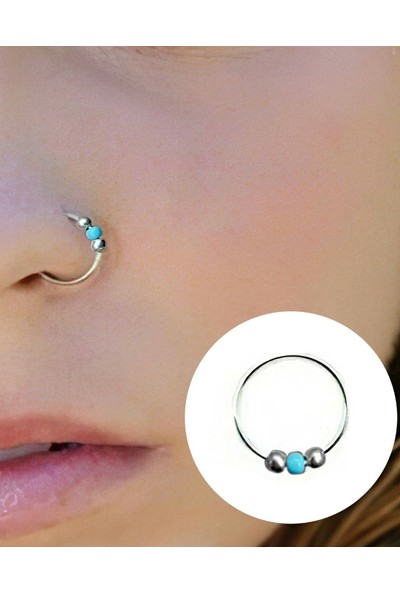 Si&si Takı 925 Ayar Gümüş Mavi Top Halka