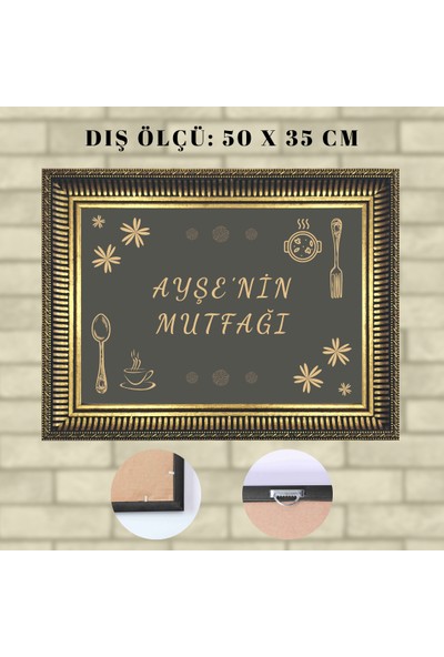Tuğra Sanat Galerisi Mutfak Tablosu. 50X35 Cm. Renk: Desenli Altın Tuğra Sanat Galerisi Mutfak Tablosu. 50X35 Cm. Renk: Desenli Altın