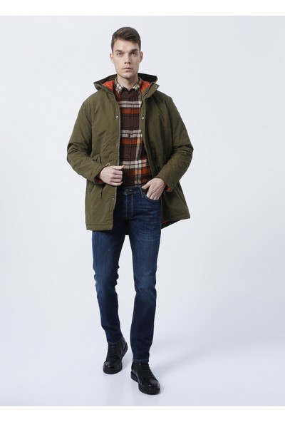 Jack & Jones 12194737_JORCHUCKY Düz Yaka Uzun Kollu Regular Fit Düz Haki Erkek Mont