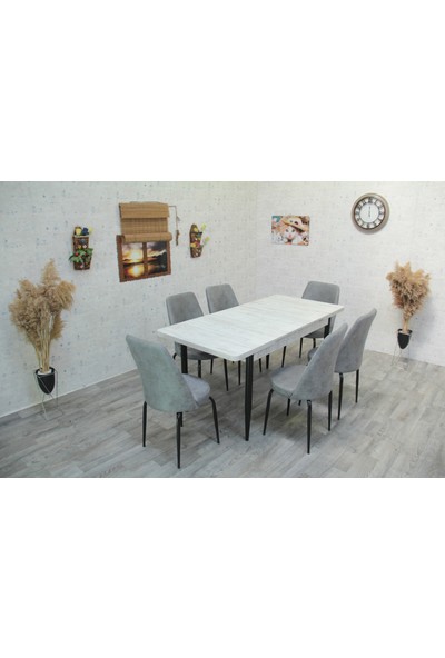 Uğurmob Kristal-Siyah Ayaklı-Açılır Masa-Sandalye Takımı 6 Sandalyeli Uğurmob Kristal-Siyah Ayaklı-Açılır Masa-Sandalye Takımı 6 Sandalyeli