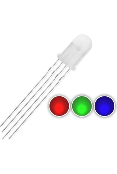 Rgb LED 5mm Şeffaf Anot 4 Bacaklı Arduino Raspberry