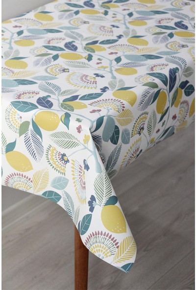 Dede Ev Tekstil Astarlı Silinebilir Pvc Muşamba Masa Örtüsü Limon - 8096-1L