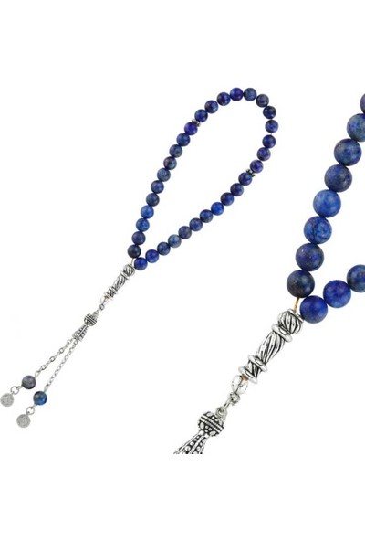 Silver Doğaltaş Metal Püsküllü Lapis Taşı Tesbih Silver Doğaltaş Metal Püsküllü Lapis Taşı Tesbih
