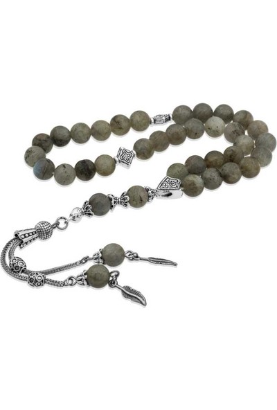 Silver Doğaltaş Metal Püsküllü Labradorit Taşlı Tesbih Silver Doğaltaş Metal Püsküllü Labradorit Taşlı Tesbih