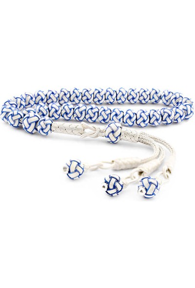 Silver Gümüş Mavi Beyaz Kazaziye Tesbih