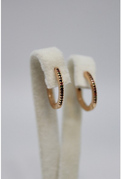 The Piti Rodyum Kaplama Renkli Zirkon Taşlı Halka Küpe