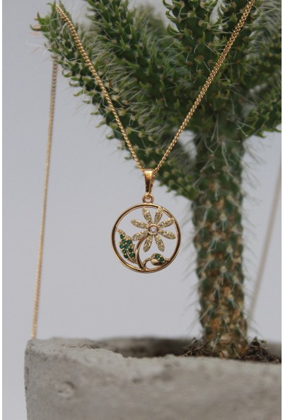 The Piti Rodyum Kaplama Zirkon Taşlı Papatya Kolye