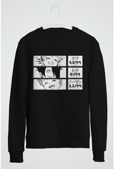 Karikatür Store The Promised Neverland Emma, Ray, Norman, Manga Anime Baskılı Sweatshirt