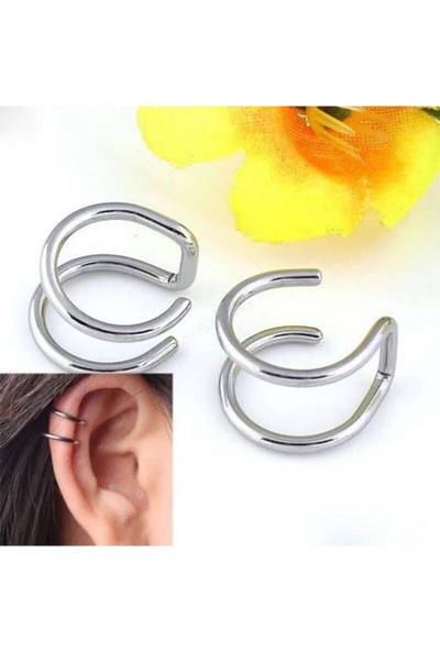Takıconcept Kadın Gümüş Çelik Deliksiz Sıkıştırmalı Kıkırdak Küpe