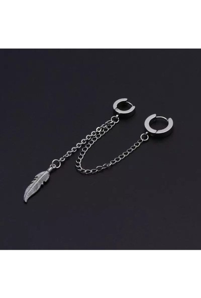 Takıconcept Ikili Zincir Halka Çelik Küpe