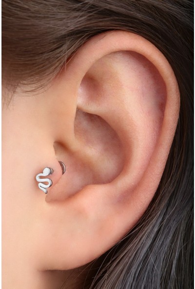 Takıconcept Çelik Tragus ve Helix Piercing Yılan Figürlü