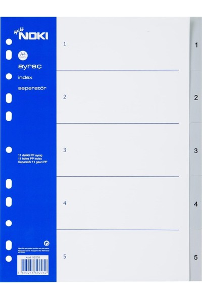 Noki Seperatör Ayraç Pp 1-5 Rakam Noki Seperatör Ayraç Pp 1-5 Rakam