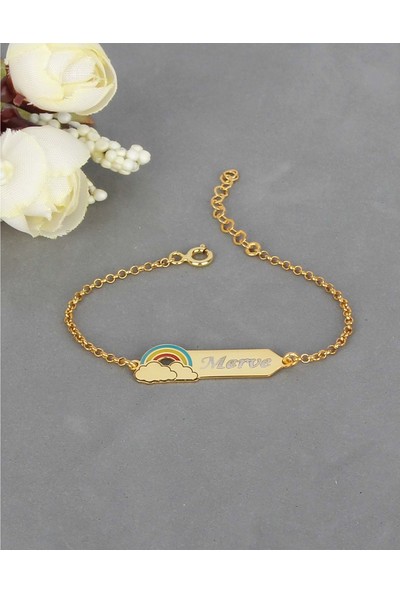 Else Silver 925 Ayar Gümüş Gökkuşağı Tasarımlı Isimli Çocuk Bileklik